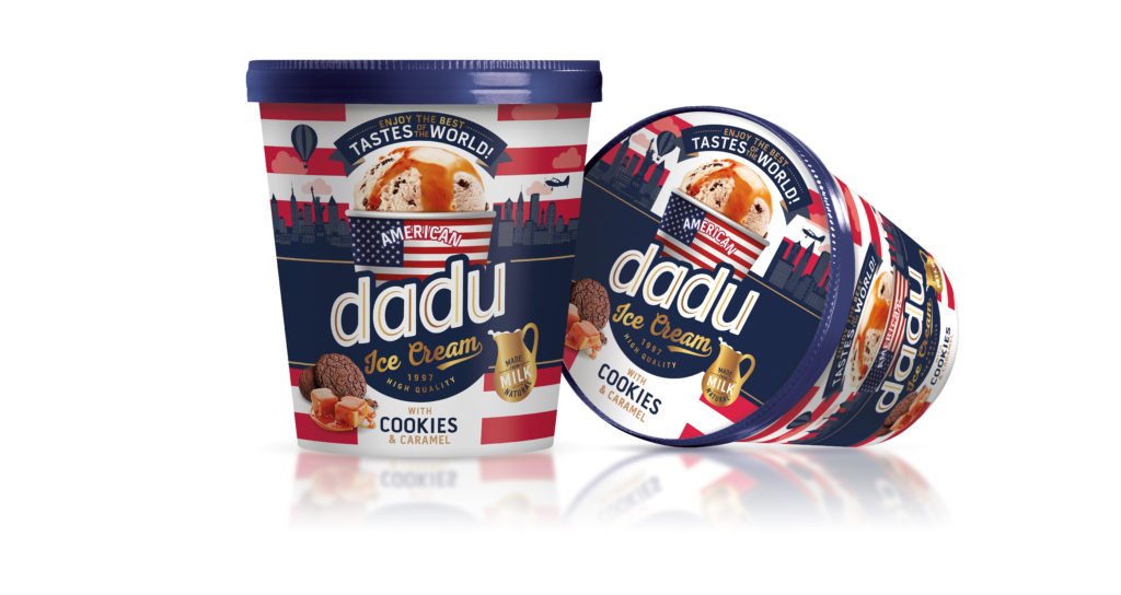 Ice Cream DADU AMERICAN vanilla with caramel filling and biscuit pieces ...