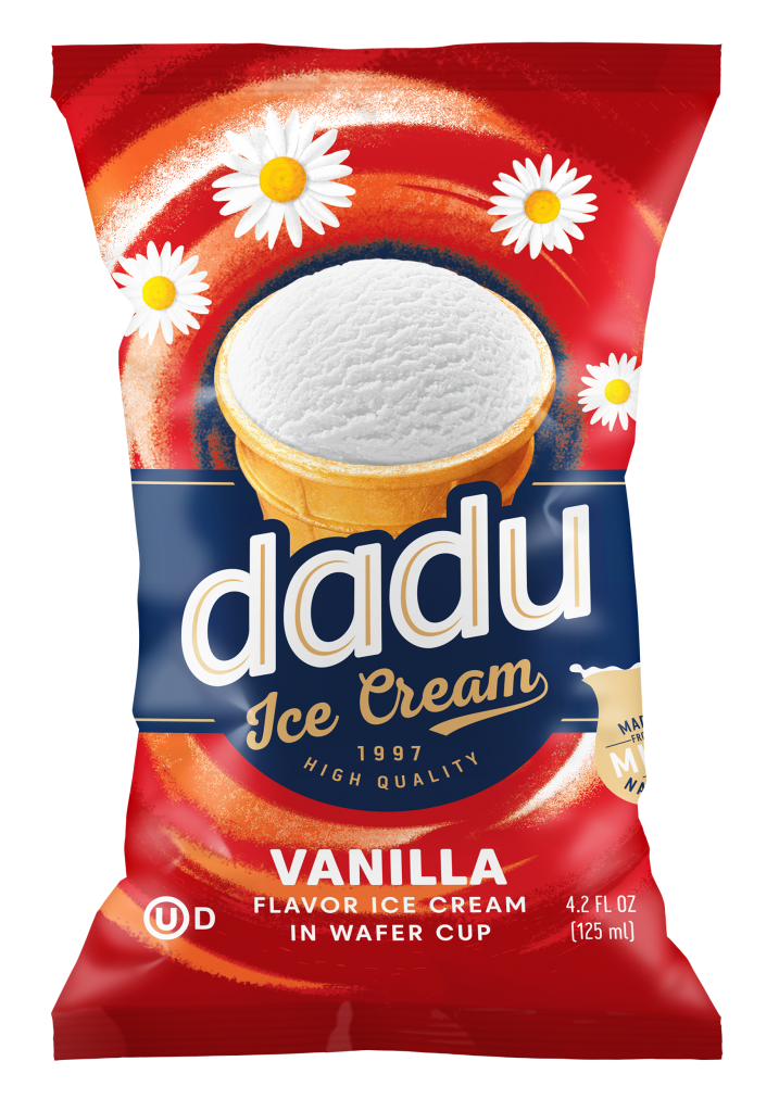 Ice Cream DADU PLOMBIR vanilla flavoured cream in wafer cup, 120 ml ...