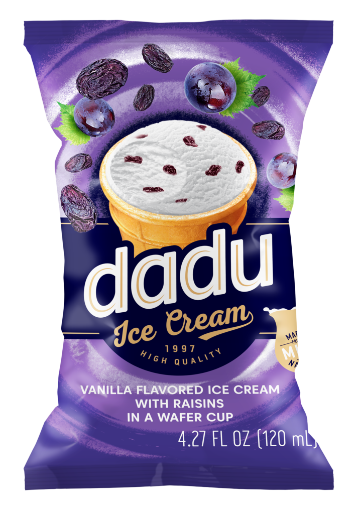 Dadu Vanilla Flavored Ice Cream With Raisins (cup) 120ml - Bandi Foods ...