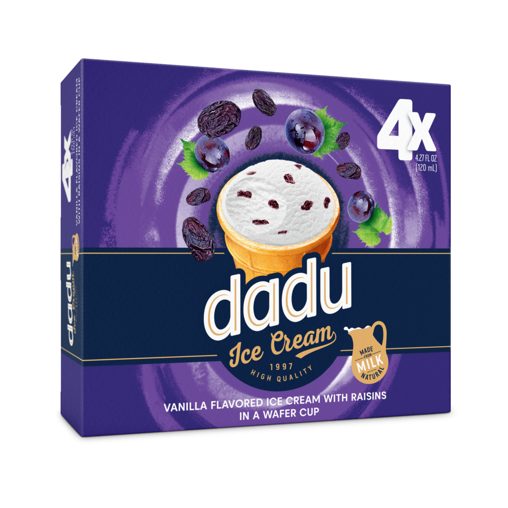 Dadu Vanilla Flavored Ice Cream With Raisins (cup box) 120ml x 4 ...